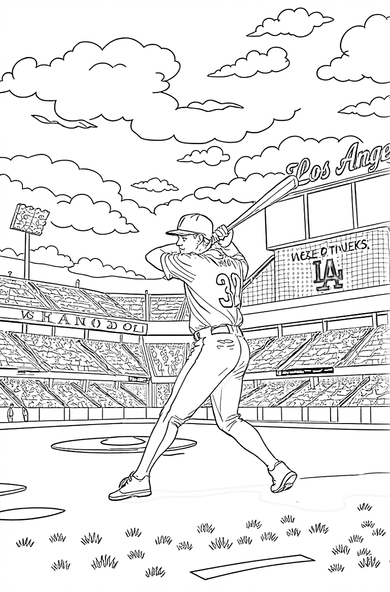Free Dodgers Coloring Pages Printable Baseball Fun from Los Angeles ...